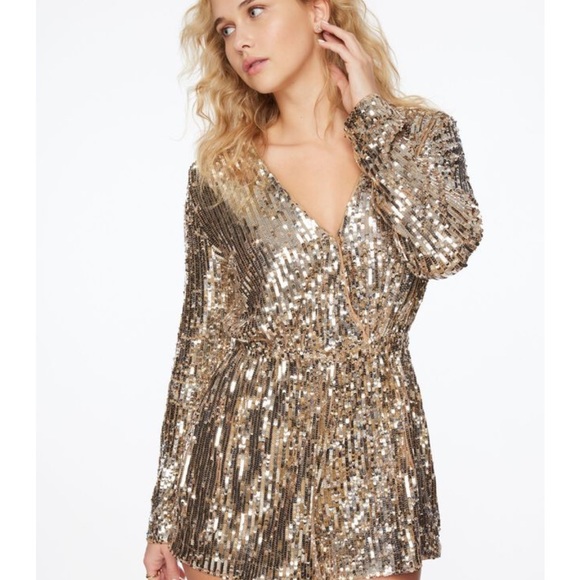 Dynamite | Pants & Jumpsuits | Sparkly Gold Romper Dress For Parties ...